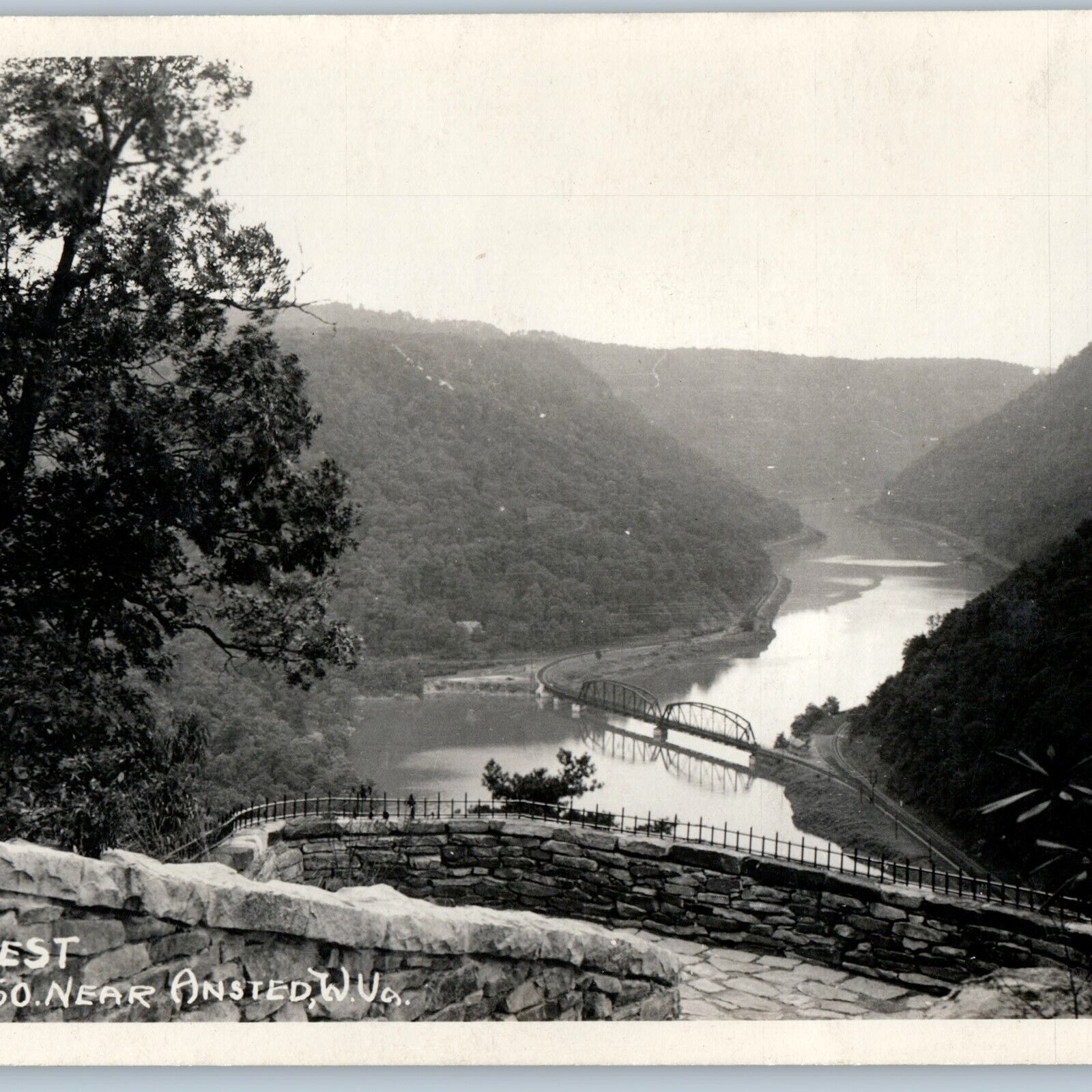 c1940s Ansted, WV Hawks Nest RPPC Route 60 Railway Bridge Real Photo W ...