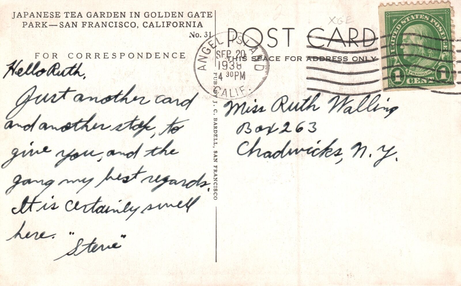 Vintage Postcard 1938 Japanese Tea Garden Golden Gate Park San ...