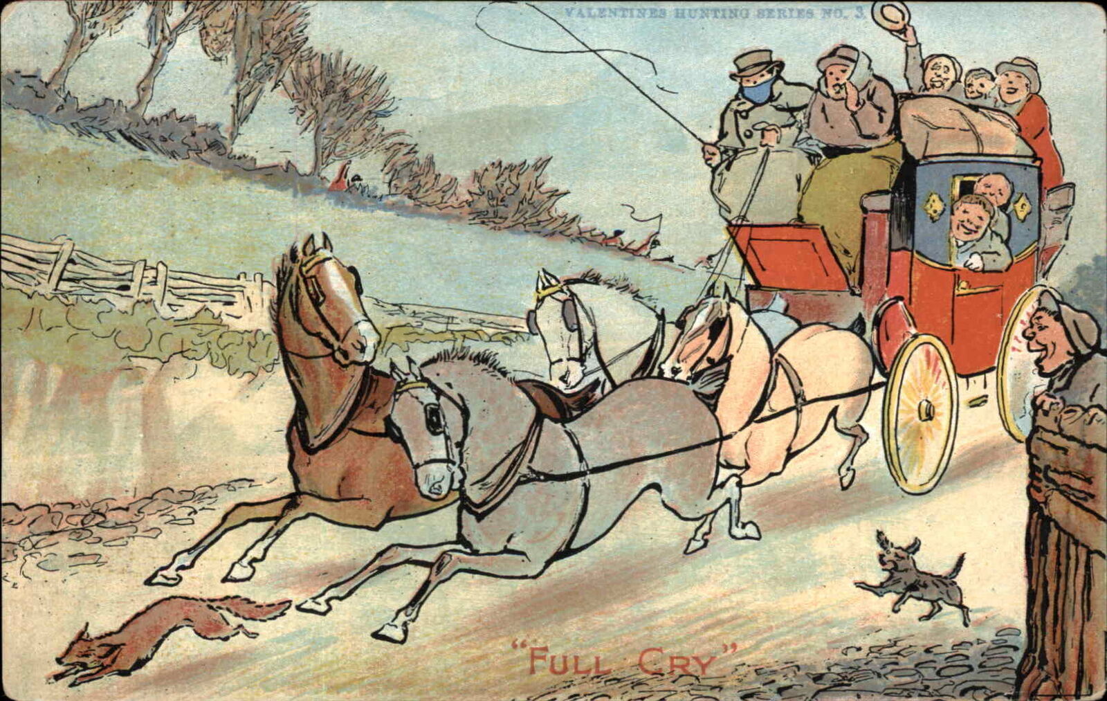 Hunting Series Comic Horse and Carriage Fox Hunting c1910 Vintage ...