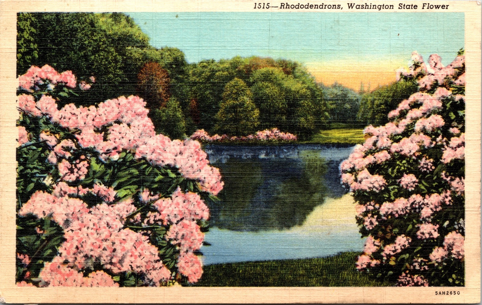 Washington Rhododendrons State Flower Scenic Pacific Landscape Linen ...