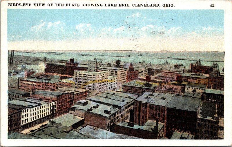 Cleveland, Ohio Birds-eye view of the flats showing Lake Erie, Water ...
