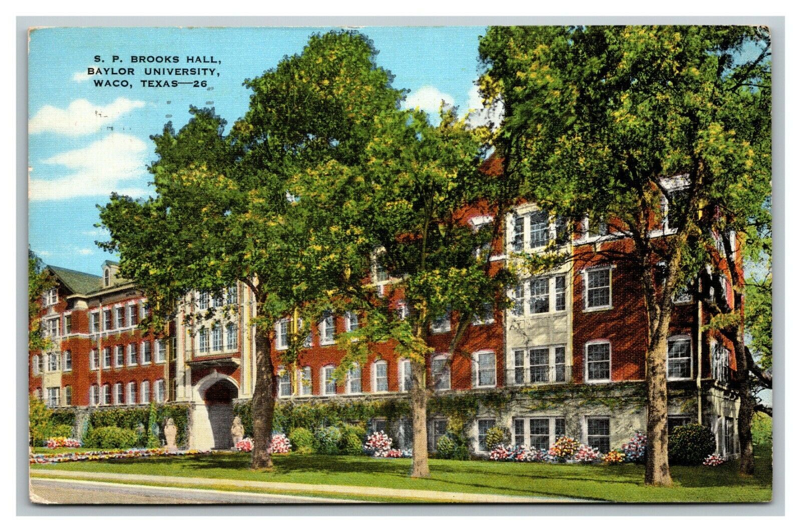 Vintage 1950 Postcard S.P. Brooks Hall Old Main Baylor University Waco ...