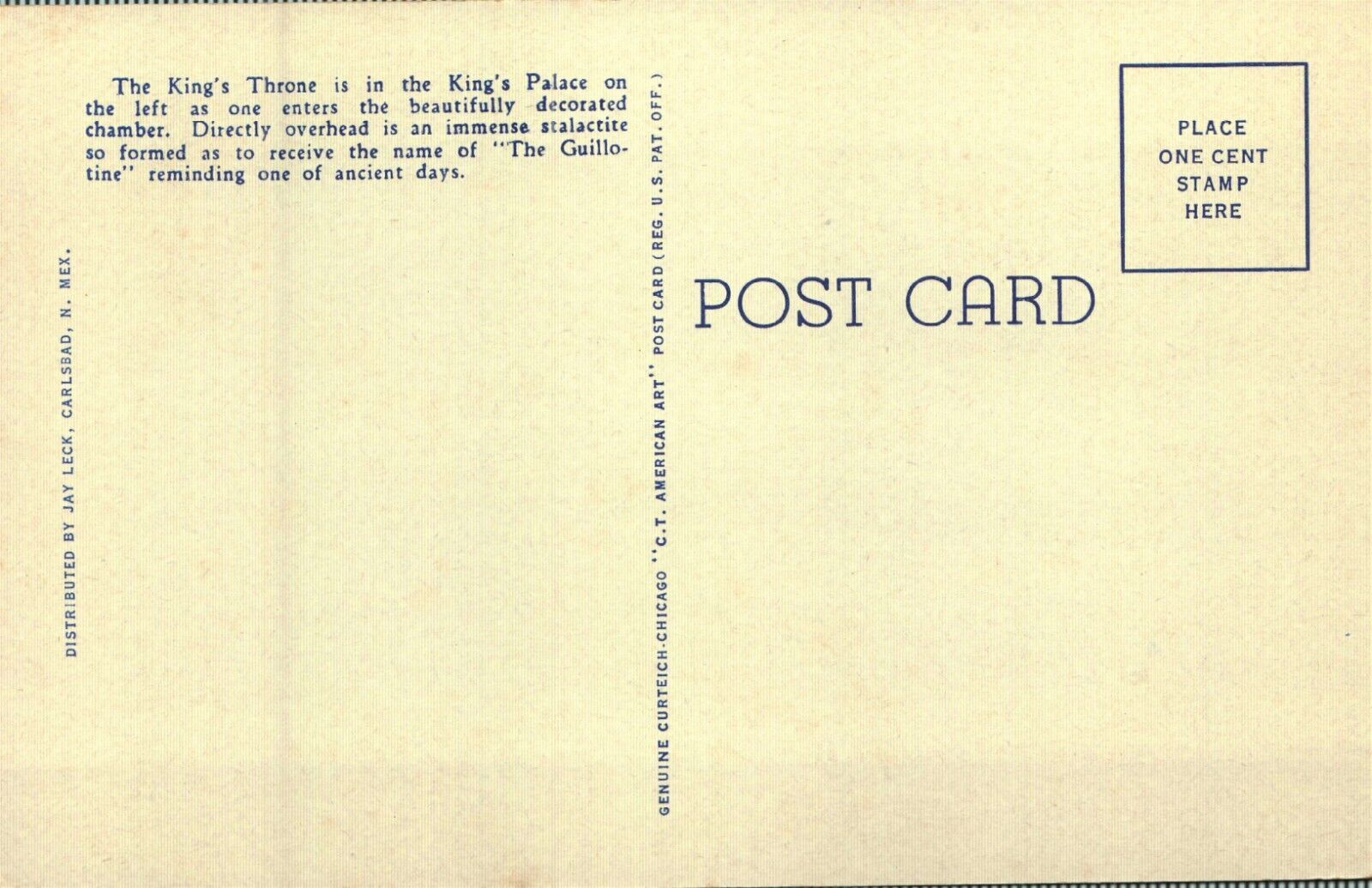 Vintage Linen Postcard by Curt Teich Carlsbad Caverns The Kings Throne ...