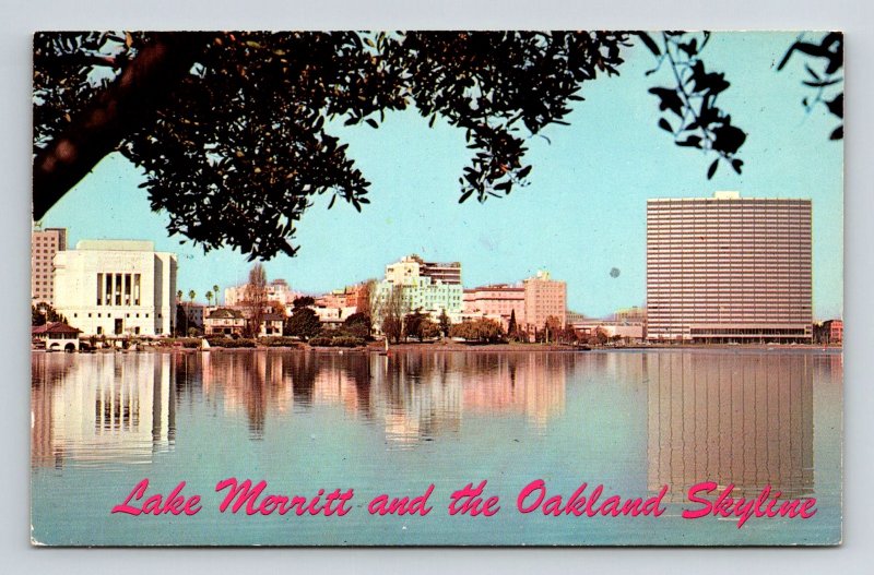 Lake Merritt Oakland Skyline Reflection Water Postcard UNP VTG ...