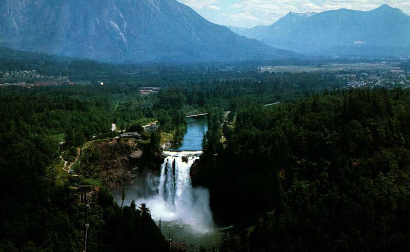 Aerial View Water Falls Valley Snoqualmie,WA Cascade Mountains Vintage ...