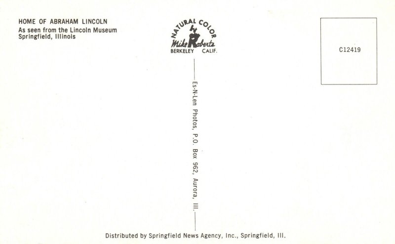 Vintage Postcard Home Of Abraham Lincoln Seen From Lincoln Museum ...