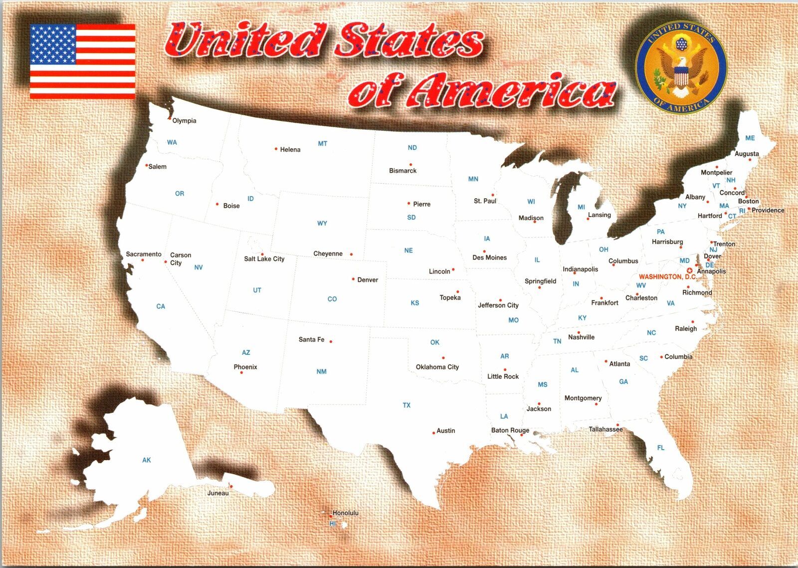 Vintage Continental Size Postcard MAP of the United States Incl. Alaska ...