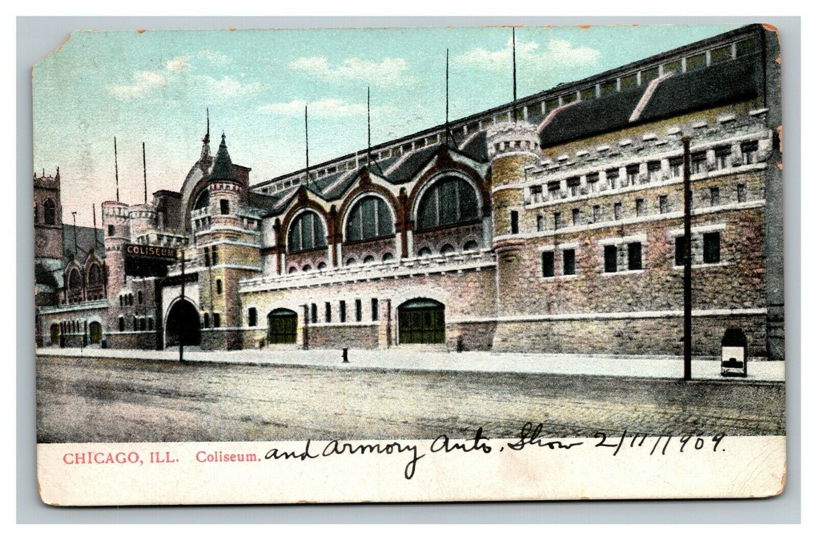 Vintage 1909 Colorized Photo Postcard Coliseum and Armory Chicago ...