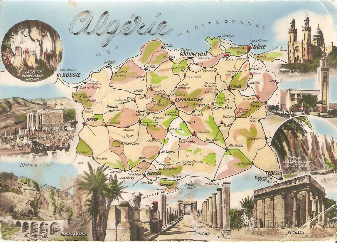 CE0202 algeria map multiview dar el qued cave bridge ruins church ...