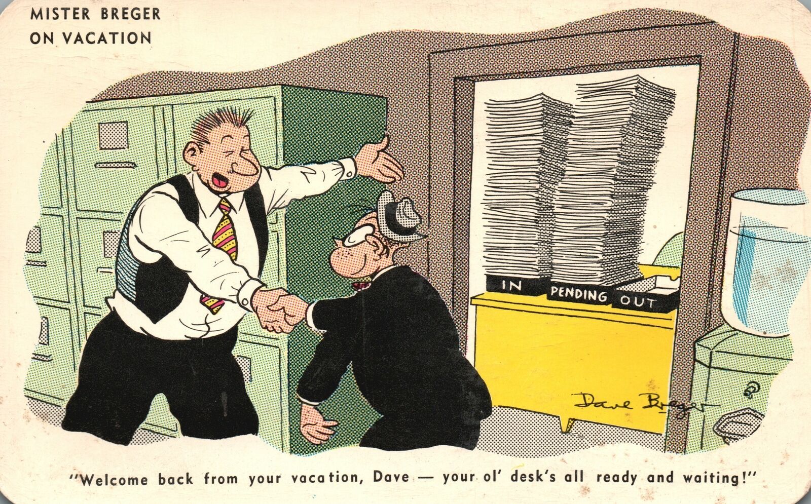 Vintage Postcard Mister Breger On Vacation Welcome Back Comic Welcome ...