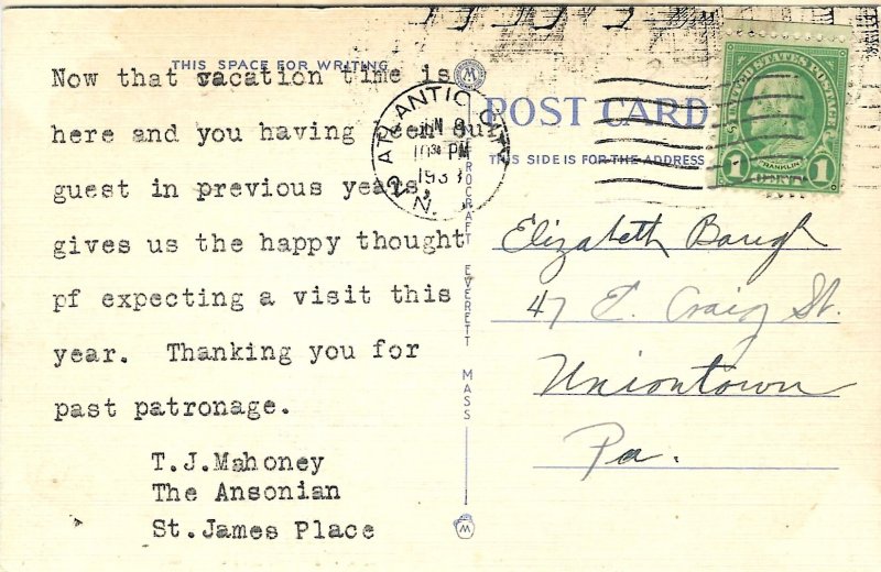 Rolling Chair Parade & Beach Scene, Atlantic City, New Jersey, Linen ...