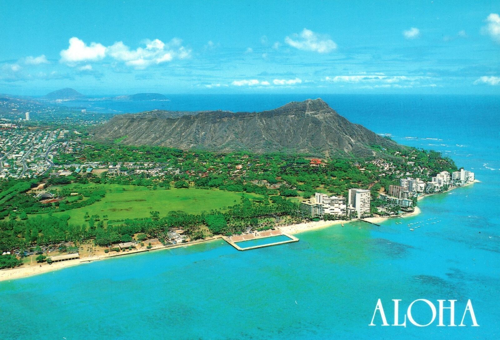 Vintage Postcard Aloha View of Waikiki's Famous Landmark Diamond Head ...