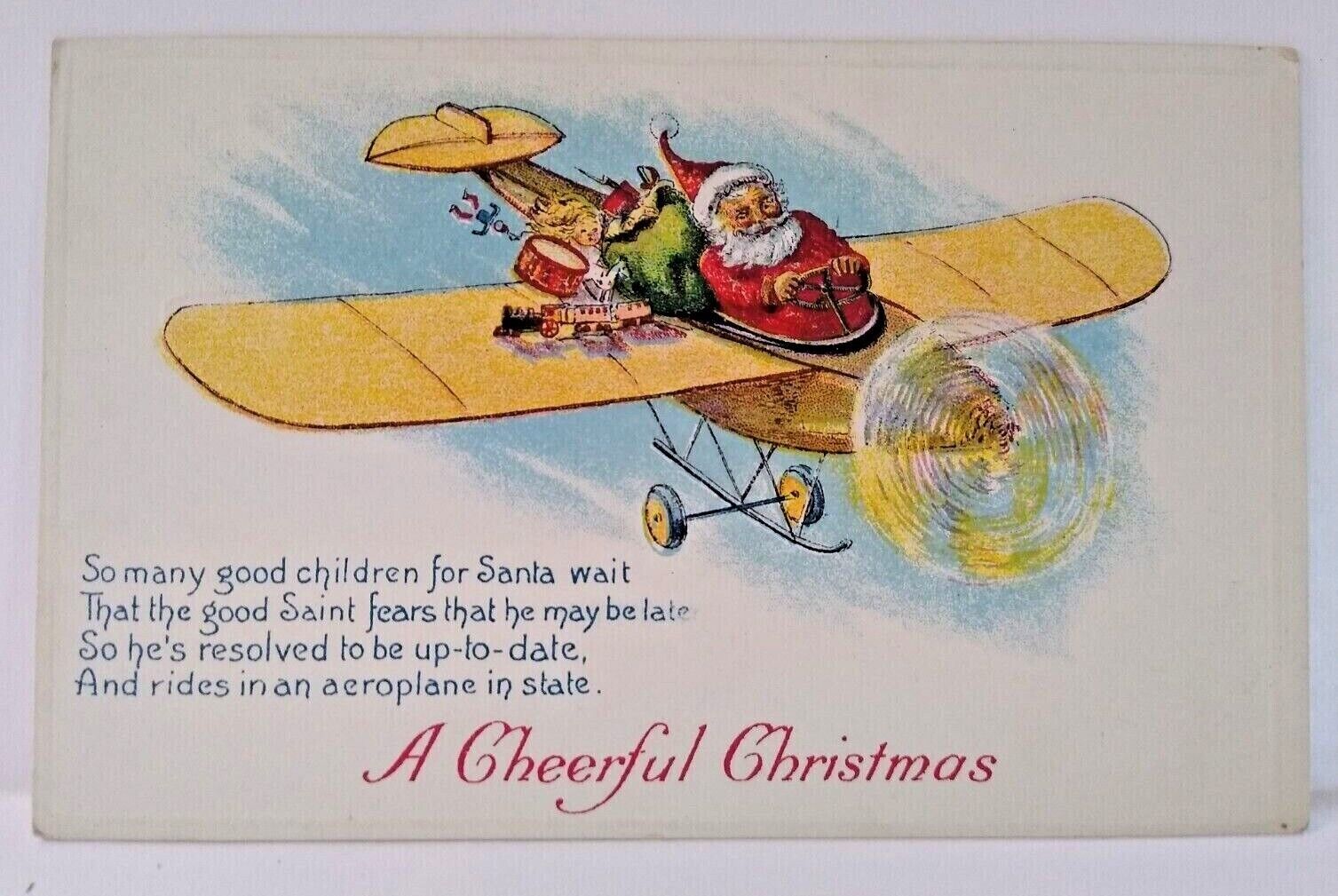 Santa Claus Pilot Aircraft Fantasy Airplane Christmas Postcard Toy On ...