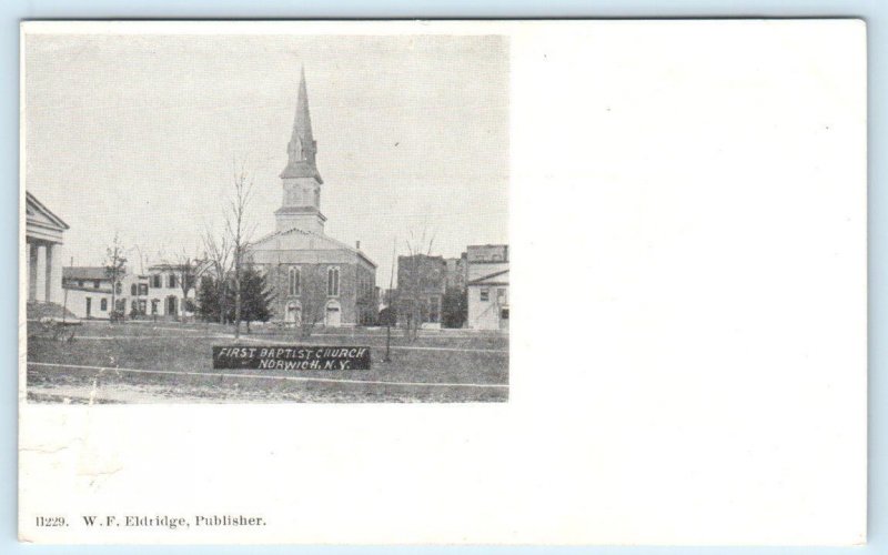 NORWICH, New York NY ~ FIRST BAPTIST CHURCH Chenango County 1900s UDB ...