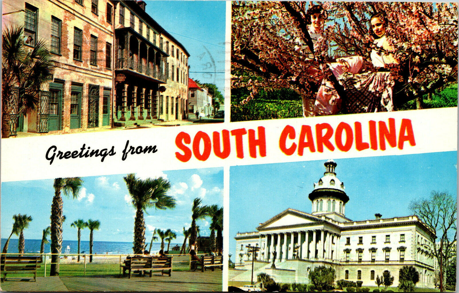 Vtg 1960s Greetings South Carolina SC Multi-view Myrtle Beach Capitol ...