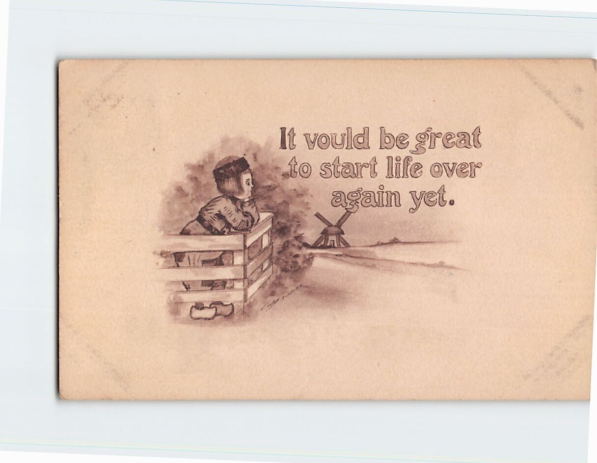 Postcard It vould be great to start life over again yet., w/ Boy Comic ...