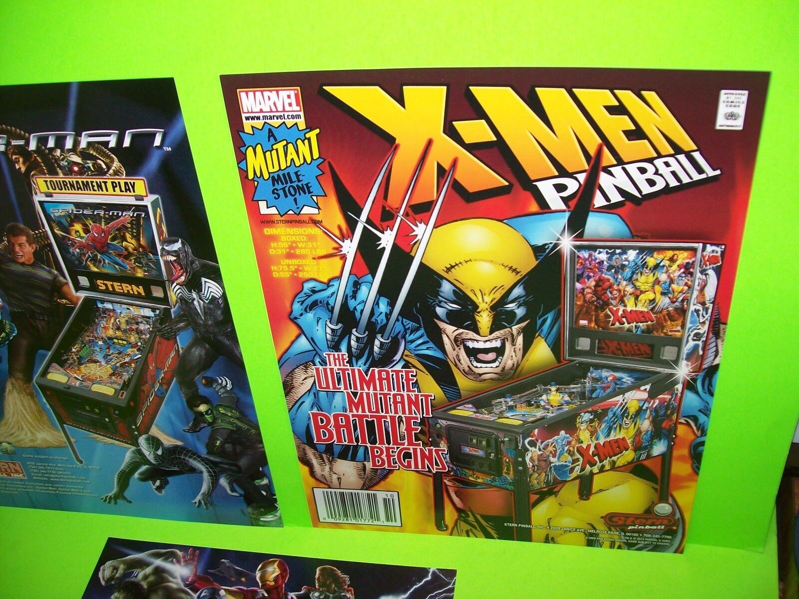 Marvel Comics Pinball FLYERS Avengers X-Men Spiderman Hulk Venom Thor ...