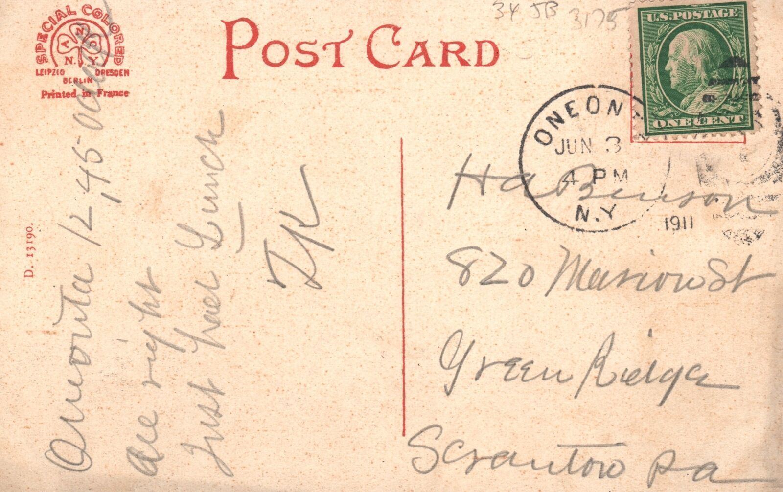 Vintage Postcard 1911 Main St. Bridge Over Susquehanna River Oneonta ...