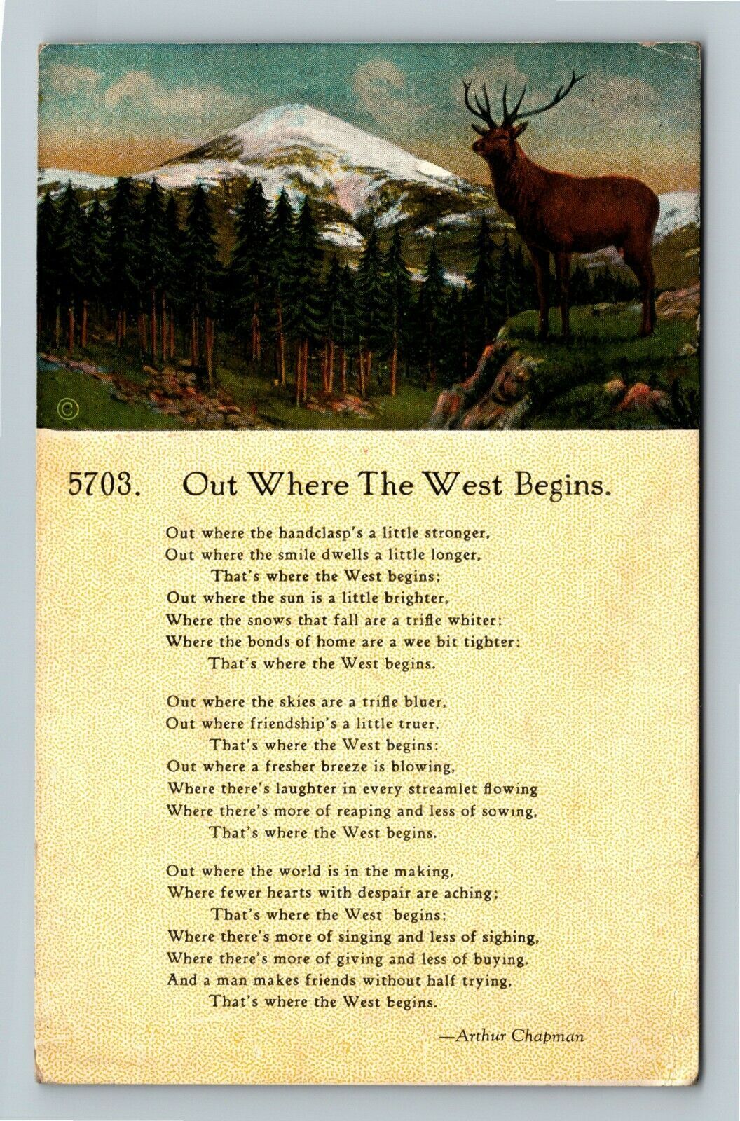 Out Where The West Begins Poem By Arthur Chapman Vintage Postcard ...