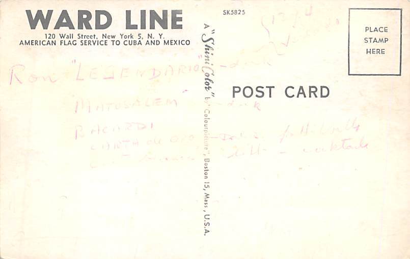 SS Lesendario Ward Line Writing on back, missing stamp | Topics - Coins ...