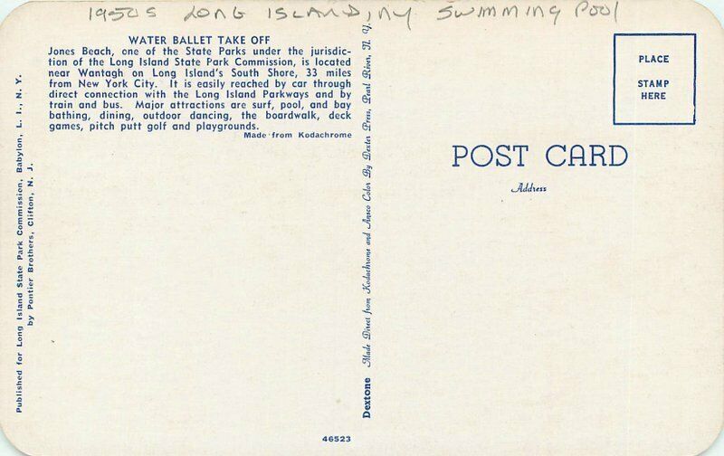 New York Long Island Swimming Pool Water Ballet Girls Dexter Postcard ...
