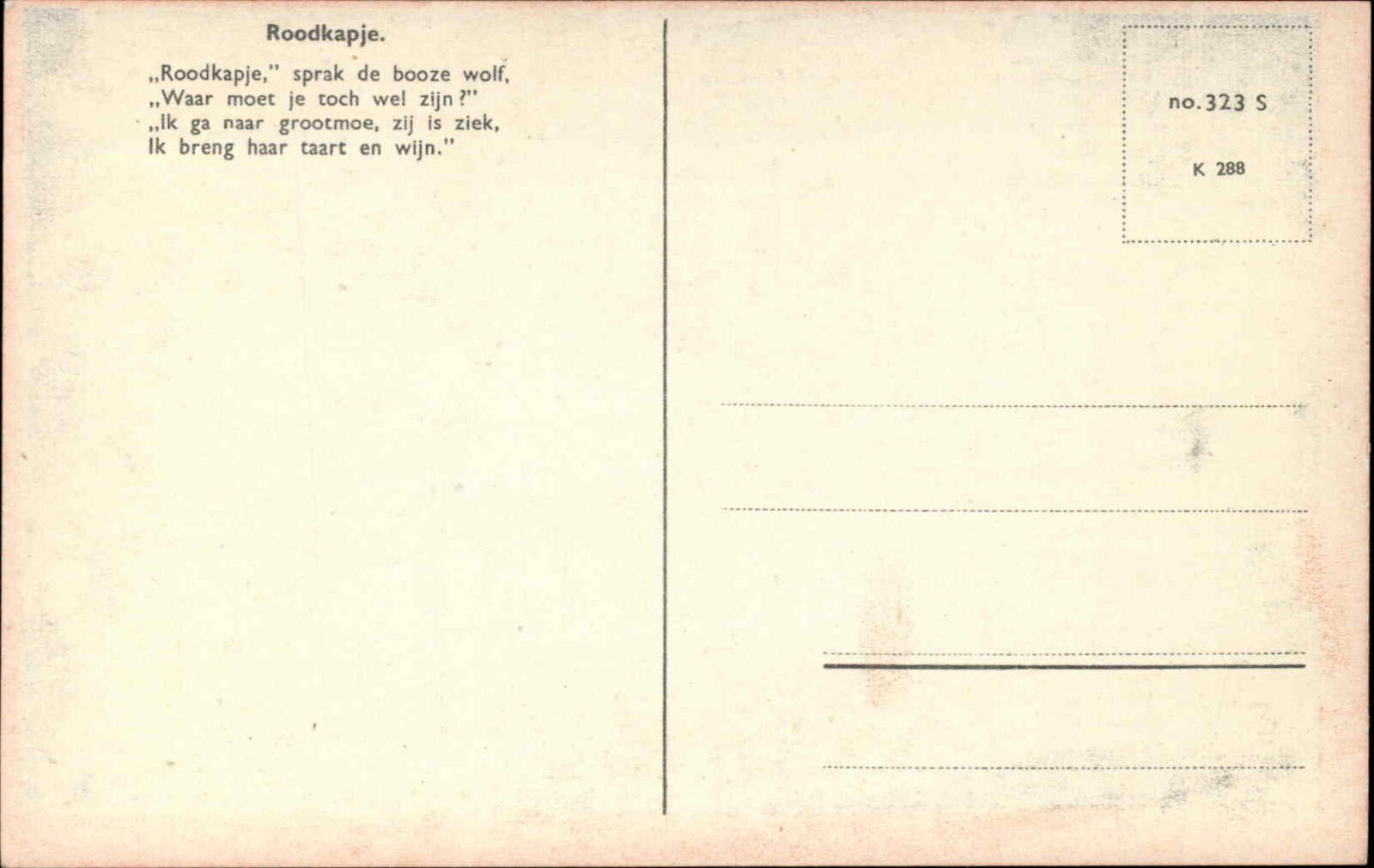 Vintage Postcard NETHERLANDS DUTCH FAIRY TALE Little Red Riding Hood ...