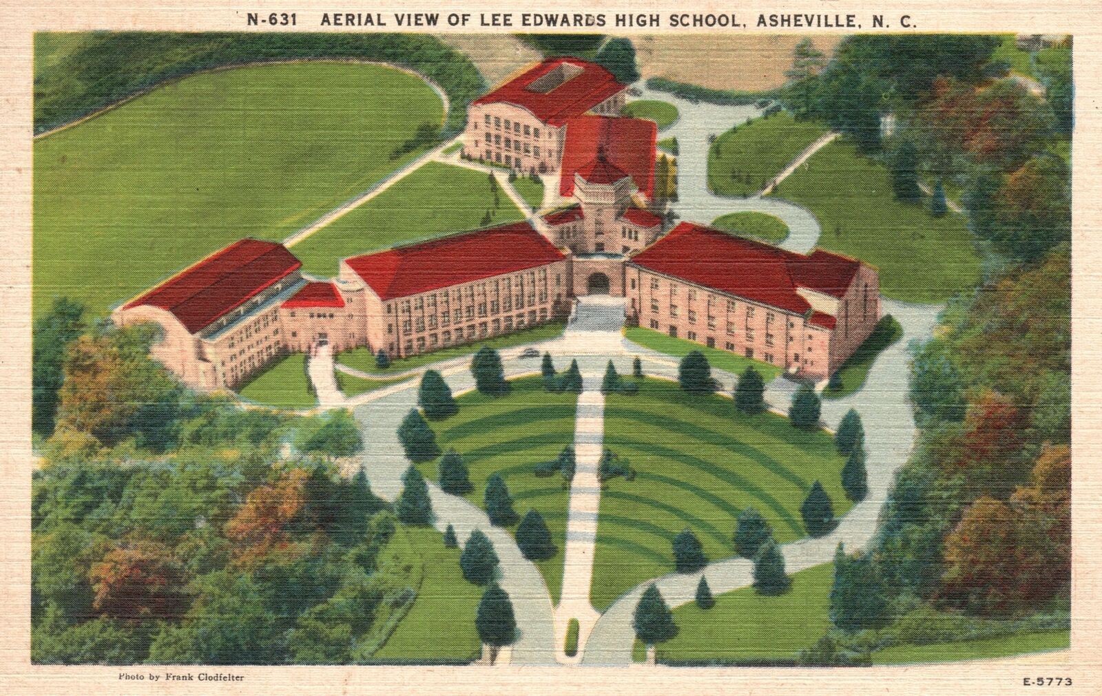 Vintage Postcard 1954 Air View Lee Edwards High School Asheville North ...