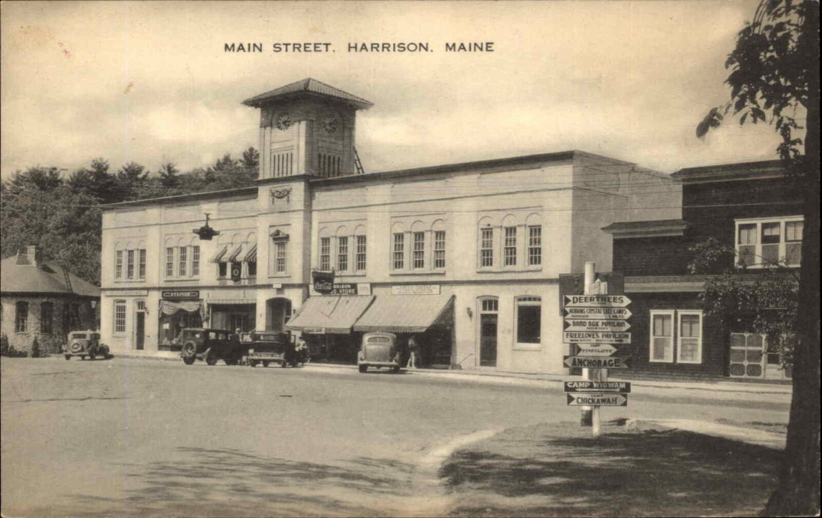 Harrison Maine ME Main Street Classic Cars Vintage Postcard | United ...