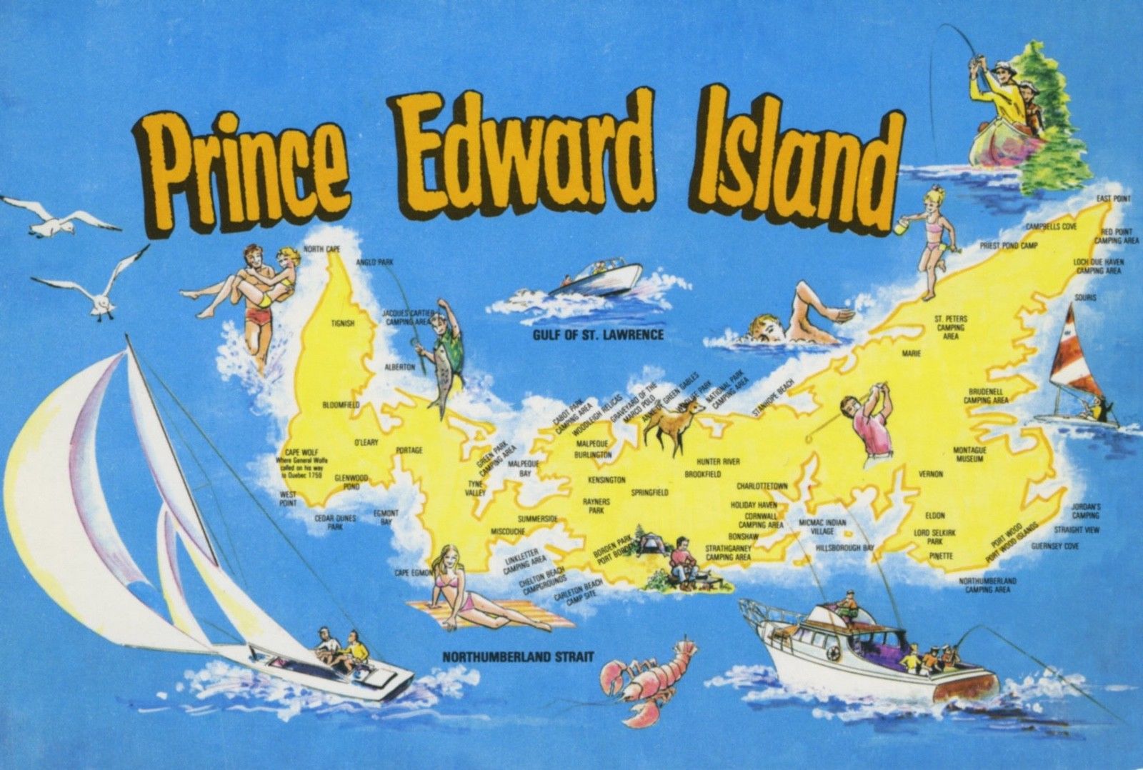 Prince Edward Island PEI Map Vintage Dexter Postcard D10a | Canada ...