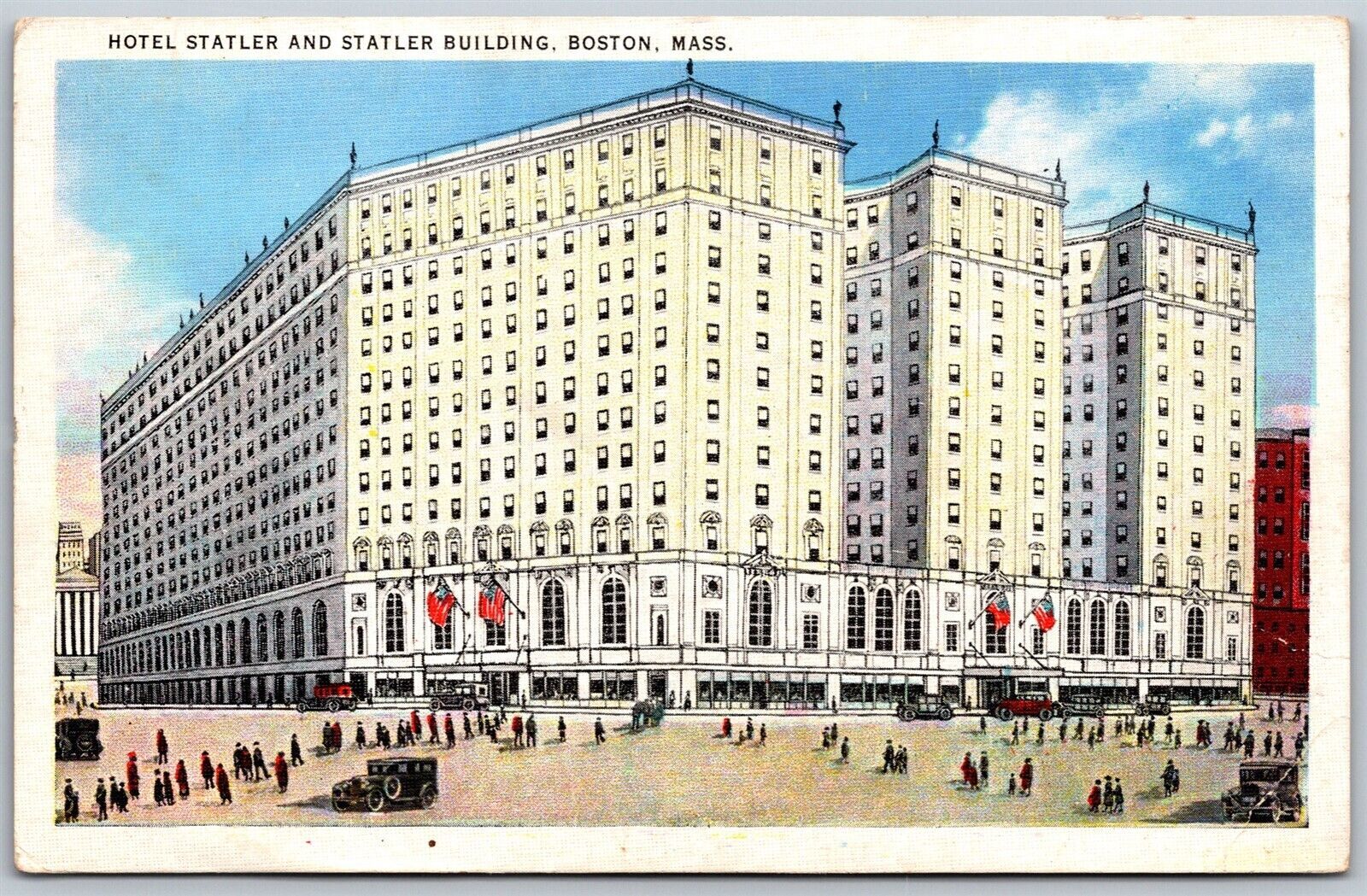 Vtg Boston Massachusetts MA Hotel Statler & Statler Building 1920s View ...