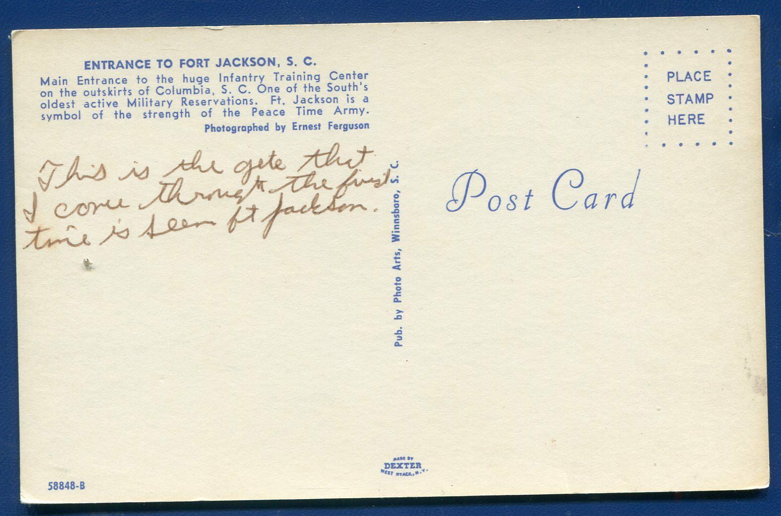 Fort Jackson South Carolina US Army Main Entrance Military Postcard ...
