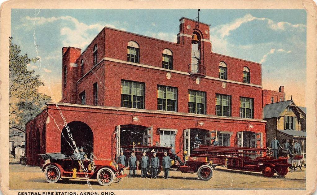 Central Fire Station Akron Ohio Postcard (C. 1915) | United States ...