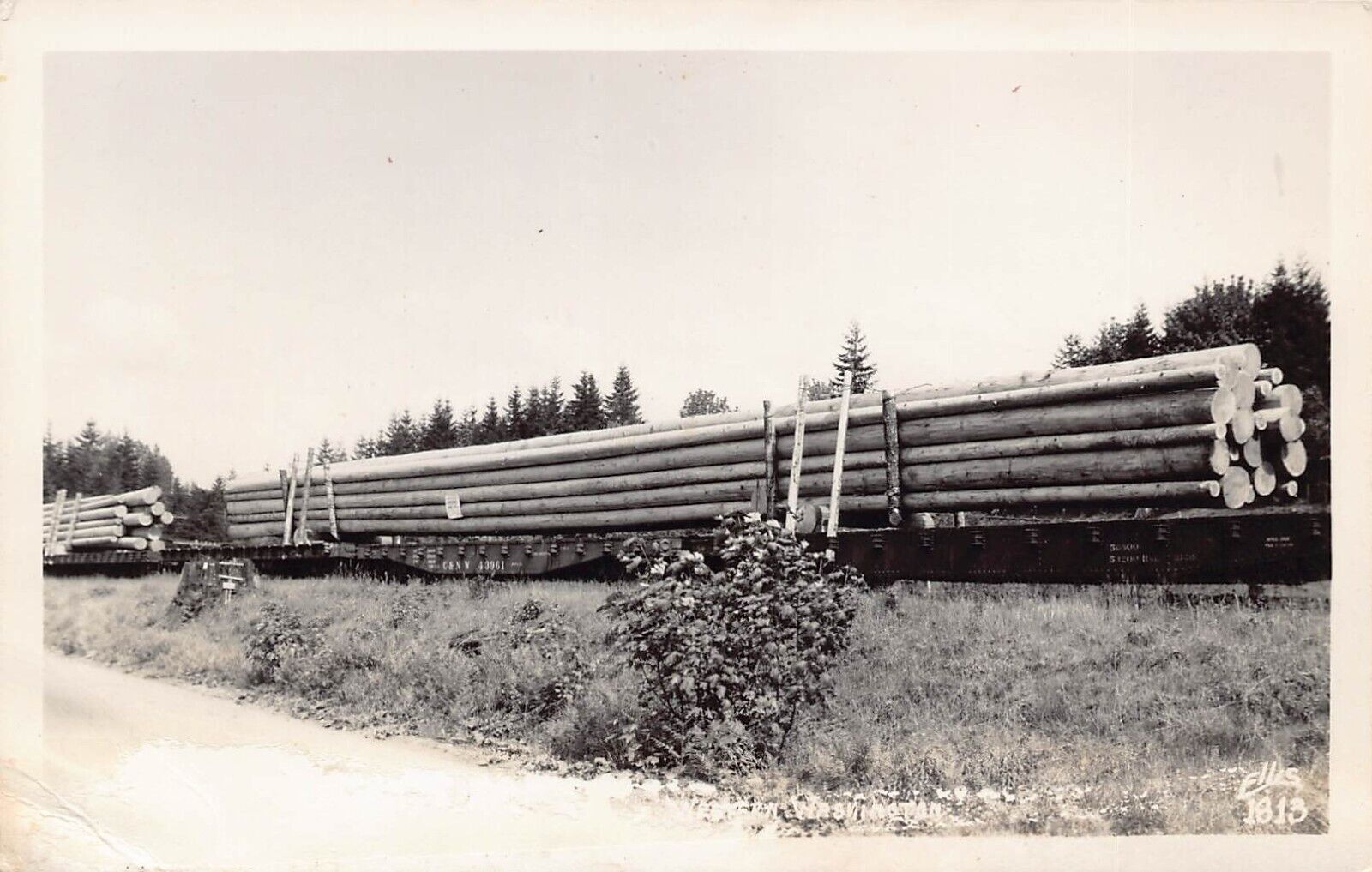 Long Logging C&NW Railroad Car Washington 1950s RPPC Real Photo ...