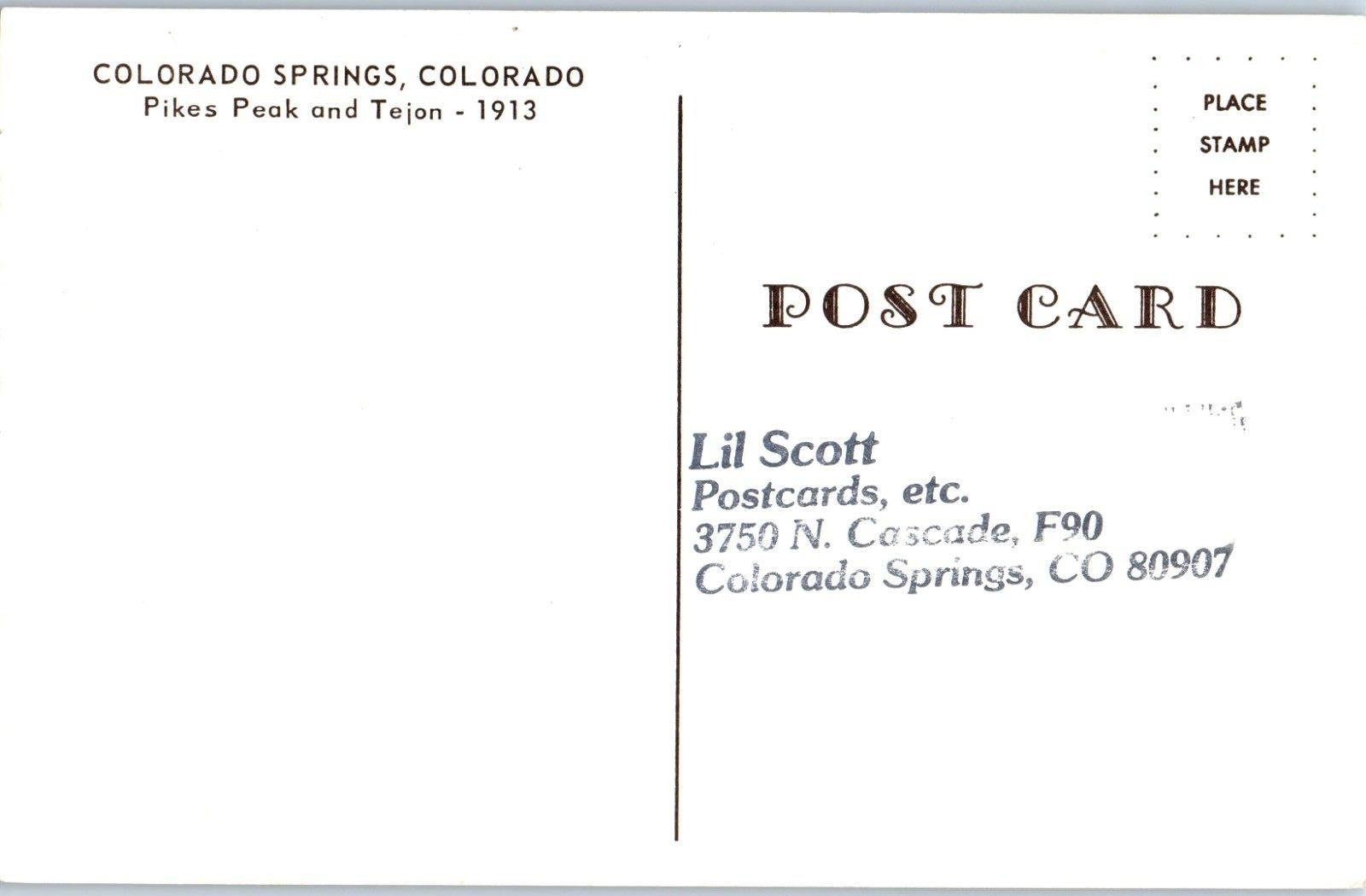 Pikes Peak and Tejon 1913 Colorado Springs Colorado Postcard | United ...