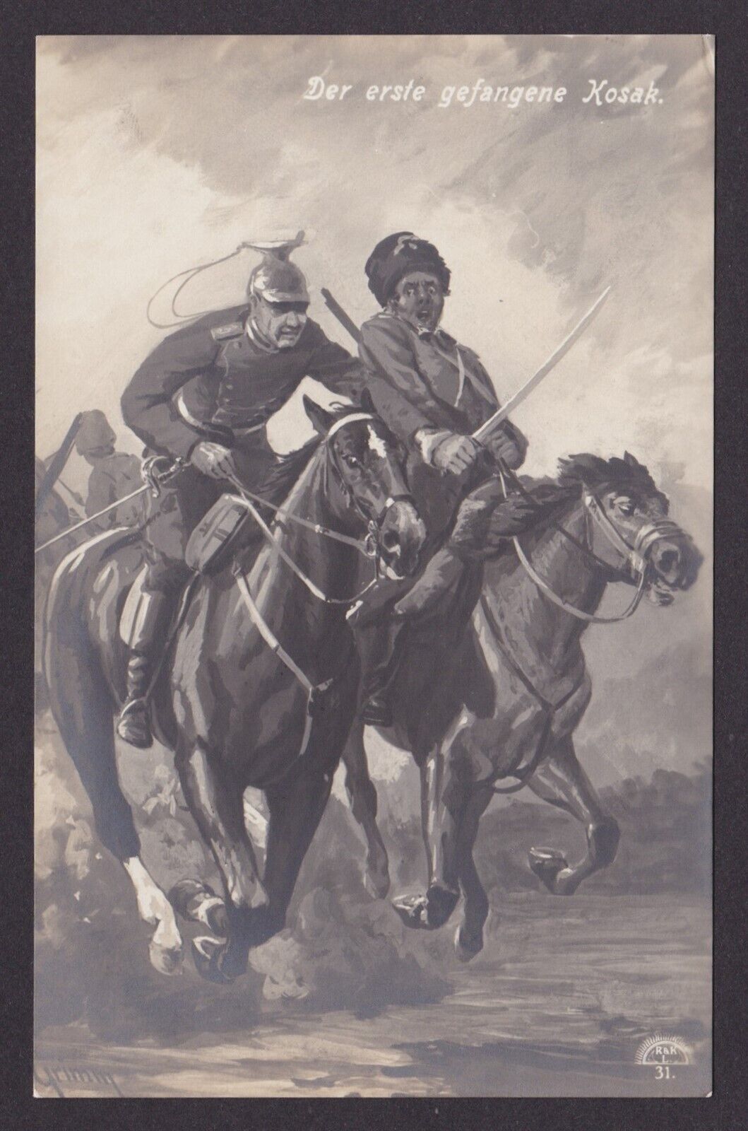 GERMANY, Vintage postcard, The first captured Cossack, WWI, Unposted ...