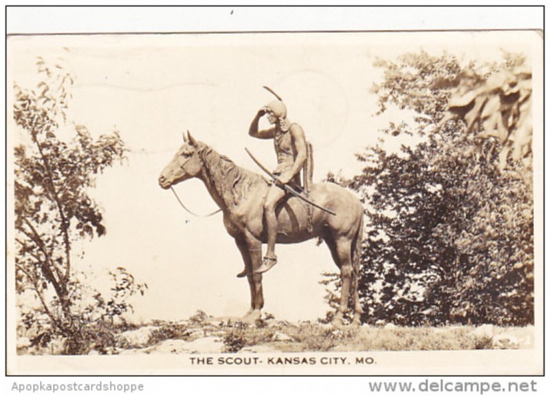 The Indian Scout Statue Kansas City 1939 Missouri Real Photo | United ...