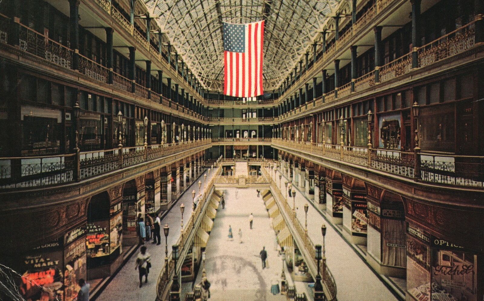 Vintage Postcard The Arcade Glass-Roofed Historic Building Downtown ...
