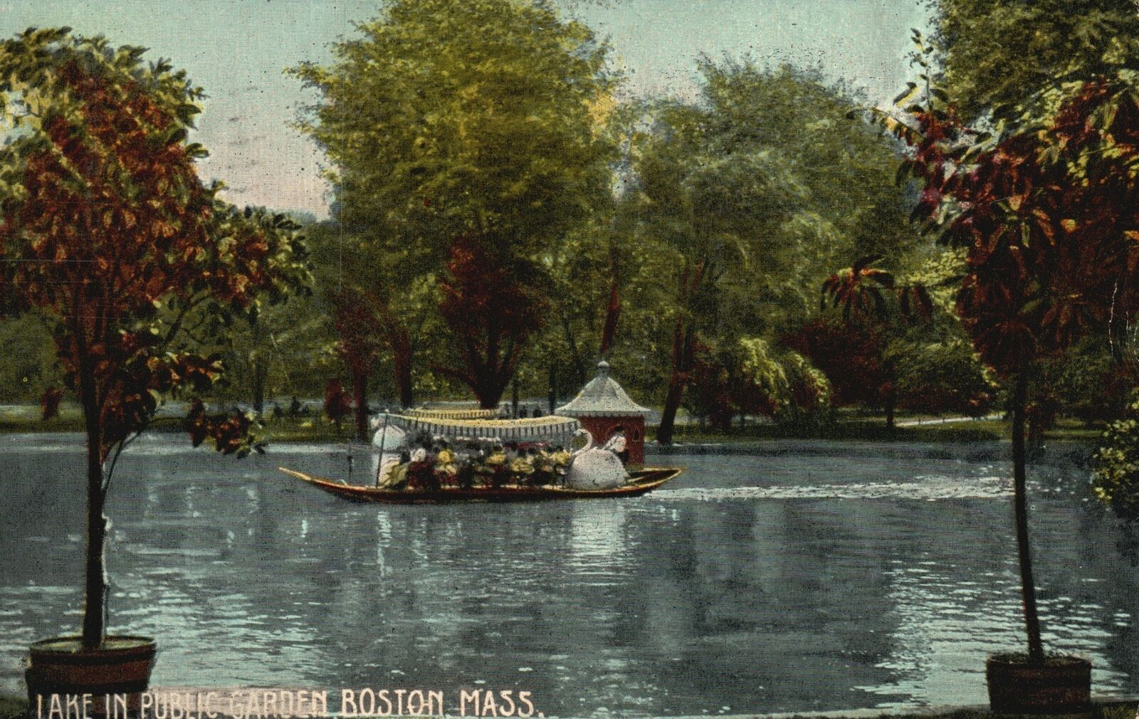 Vintage Postcard 1911 View of Lake In Public Garden Boston ...