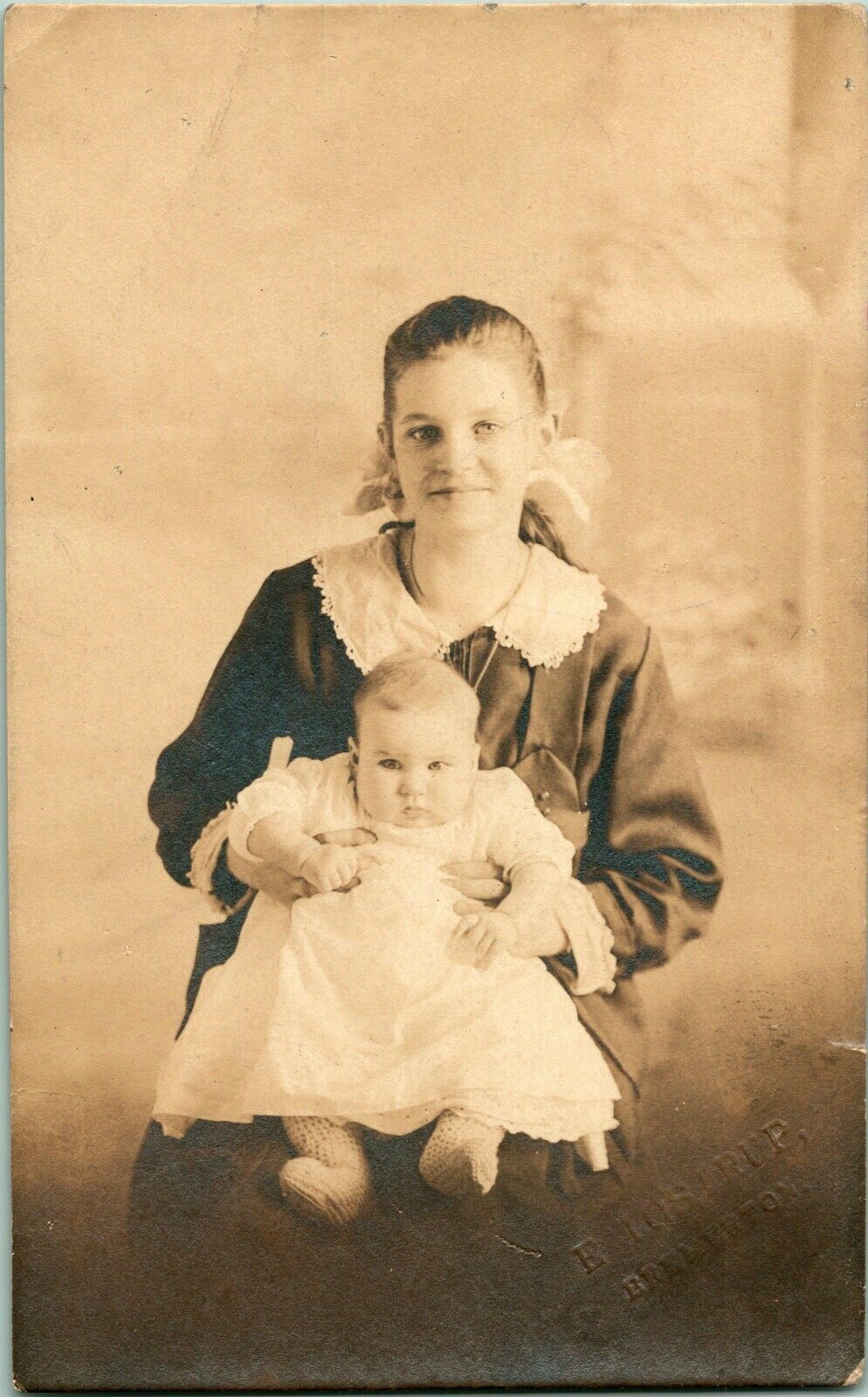 Vtg 1918 RPPC Portrait Mother and Child Daughter 3 Months Esther and ...