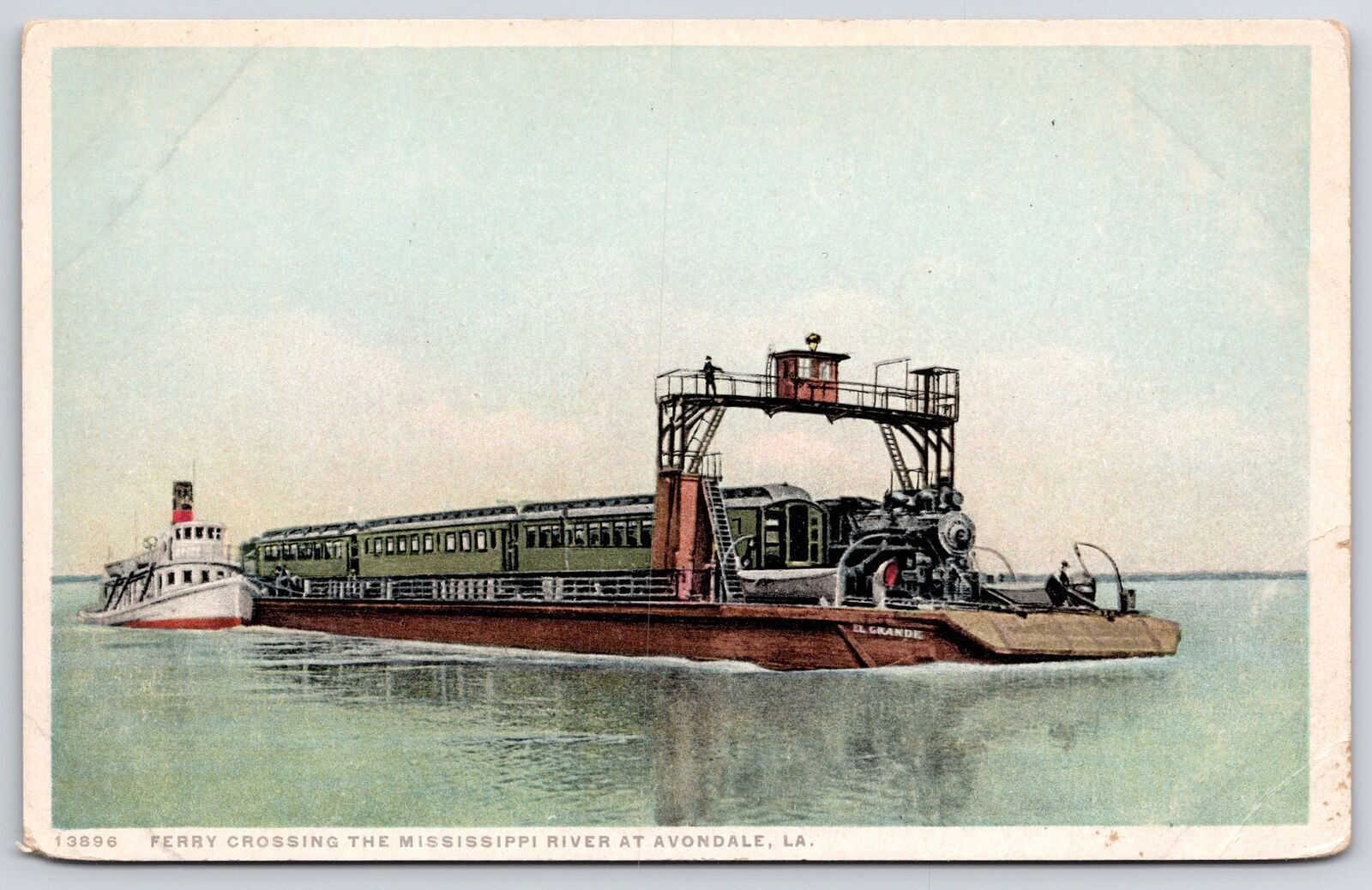 Vintage Postcard Ferry Crossing the Mississippi River at Avondale ...
