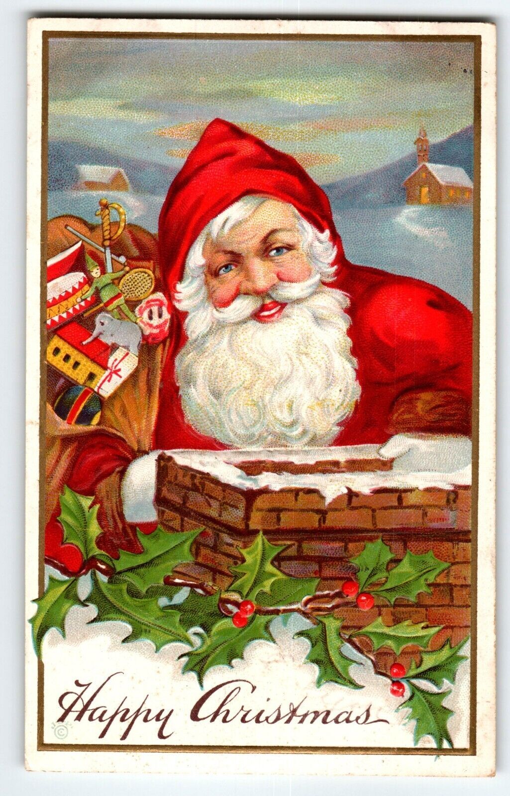 Santa Claus Jolly Face Toy Sack Christmas Postcard Stecher Series 61 ...