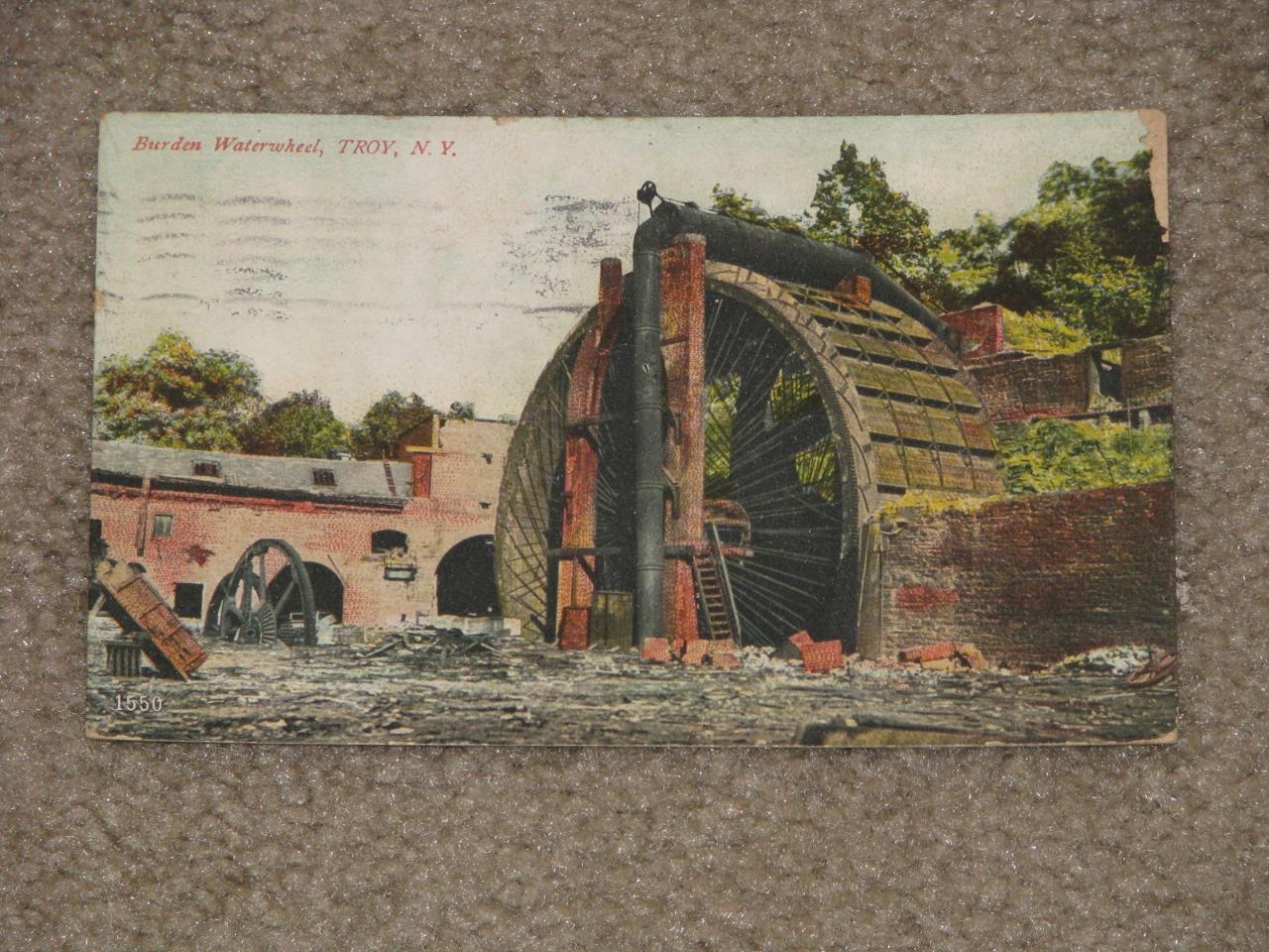 Burden Waterwheel, Troy, N.Y., used vintage card, 1908 | Other ...