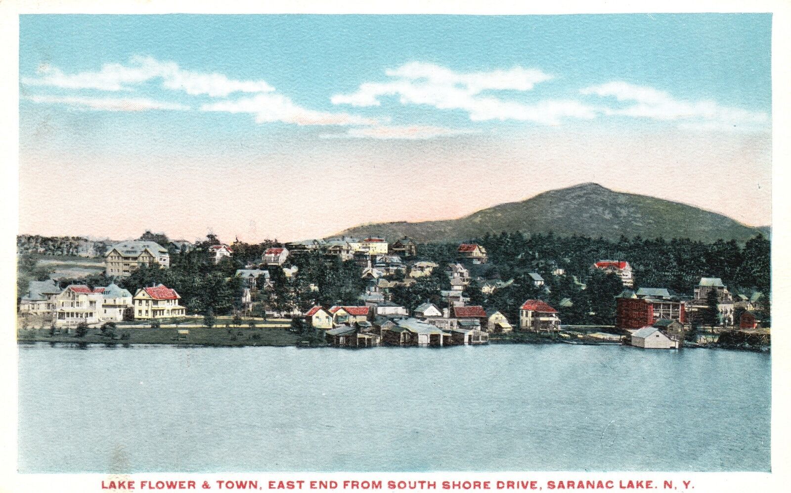 Vintage Postcard Lake Flower & Town East End South Shore Drive Saranac ...