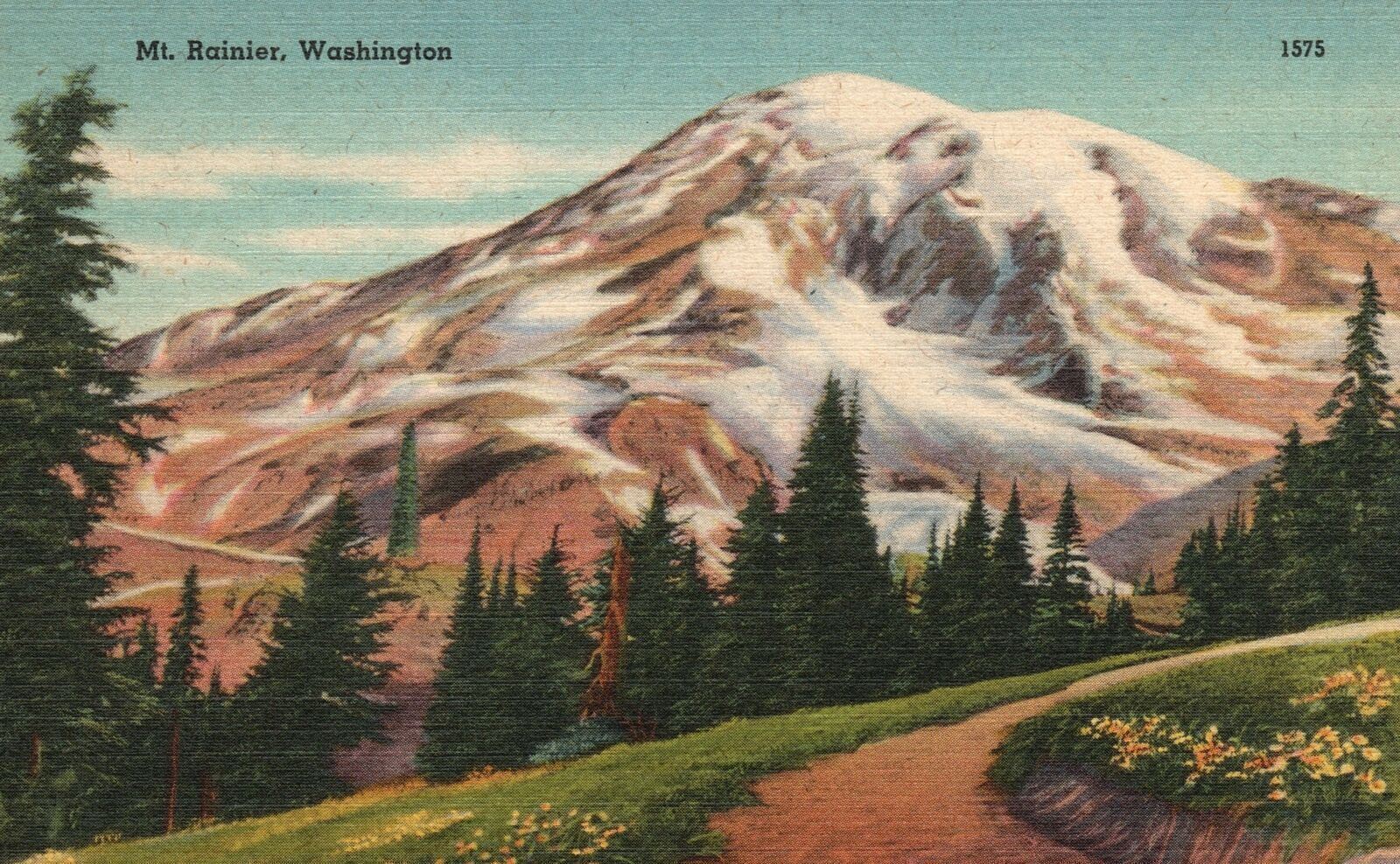 Vintage Postcard 1930's Mount Rainier Second Highest Mountain Peak ...