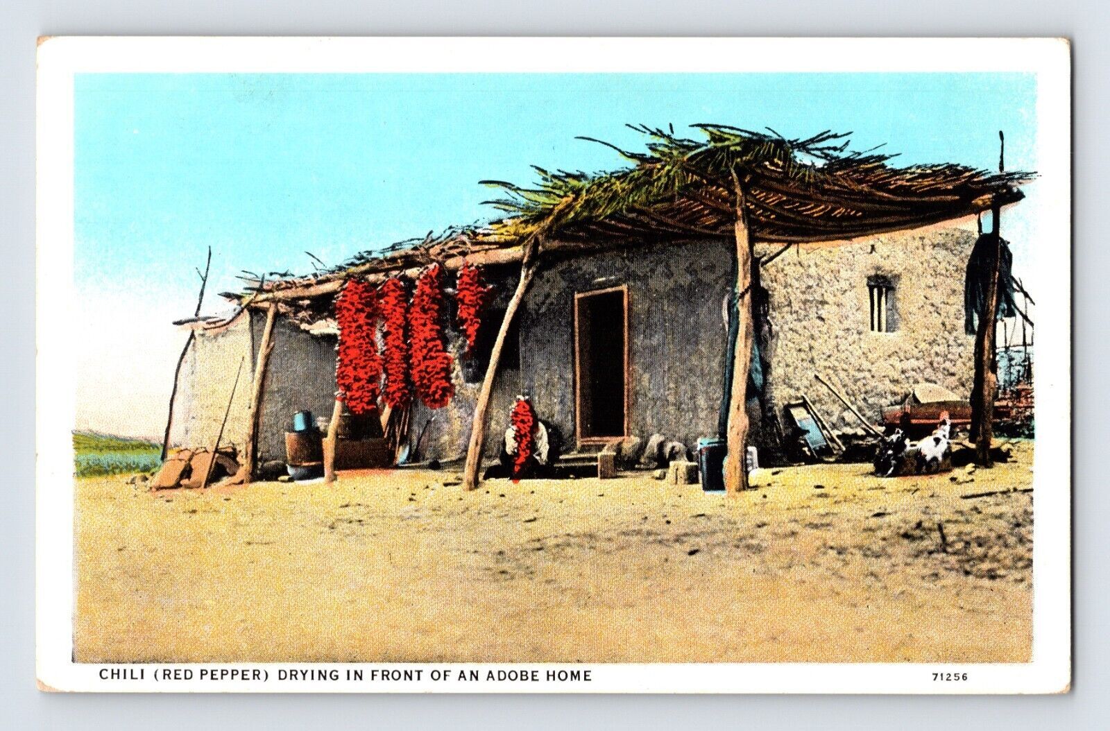 Postcard Native American Indian Adobe Ristra Chili 1930s Unposted White ...