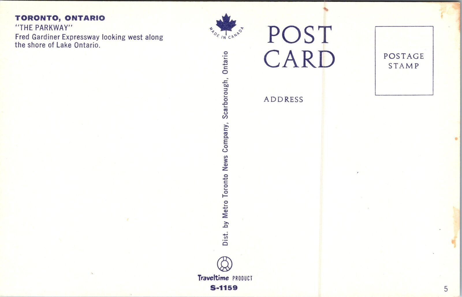 Vintage Postcard Aerial View of Toronto's Gardiner Expressway Canada ...