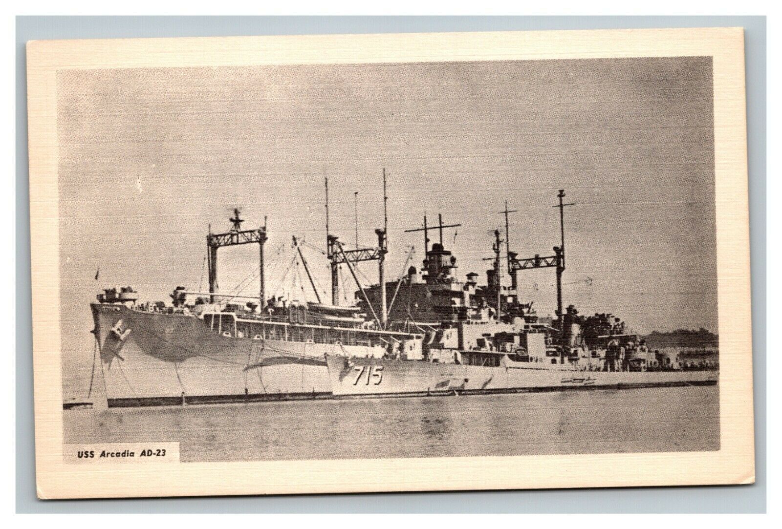Vintage 1940's Military Postcard USS Arcadia Battleship in Dock ...