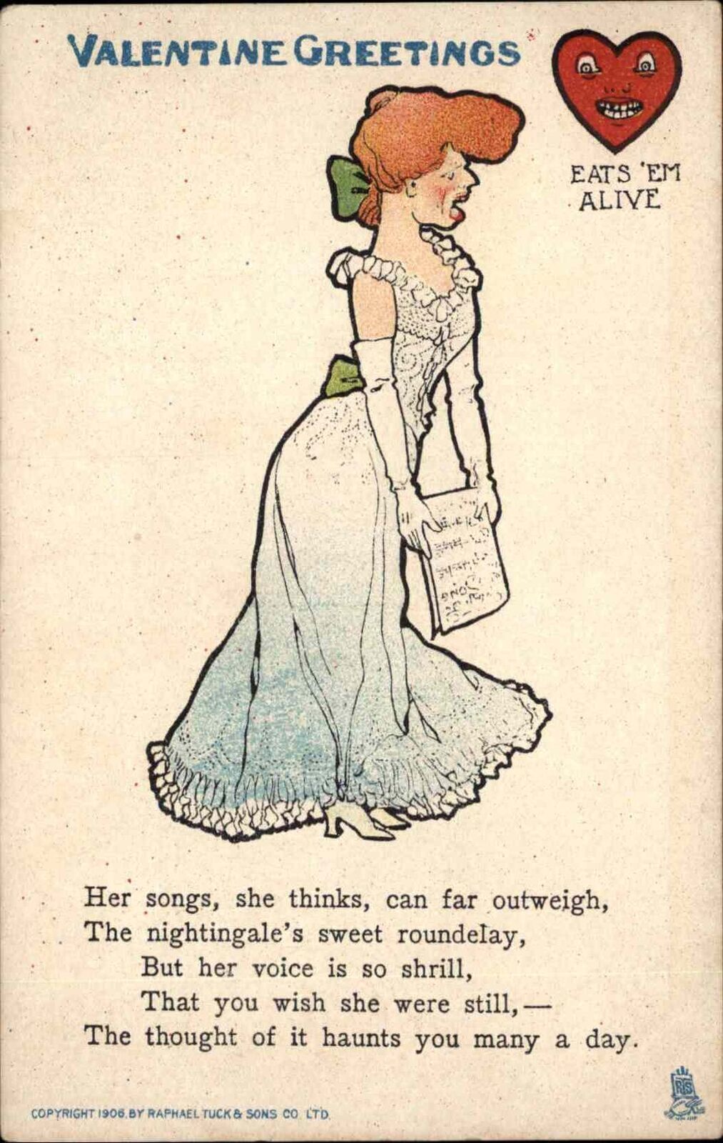 Valentine Woman Bad Singer Sheet Music Vinegar Valentine Tuck c1900s ...