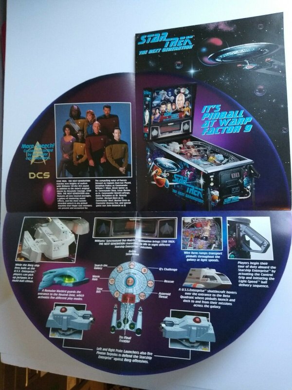 Star Trek The Next Generation Pinball FLYER Original 1993 Space Age Art ...
