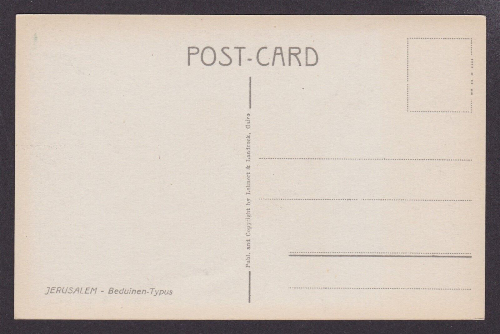 Vintage postcard, Judaica, Palestine, Jerusalem, Bedouin, Unposted ...